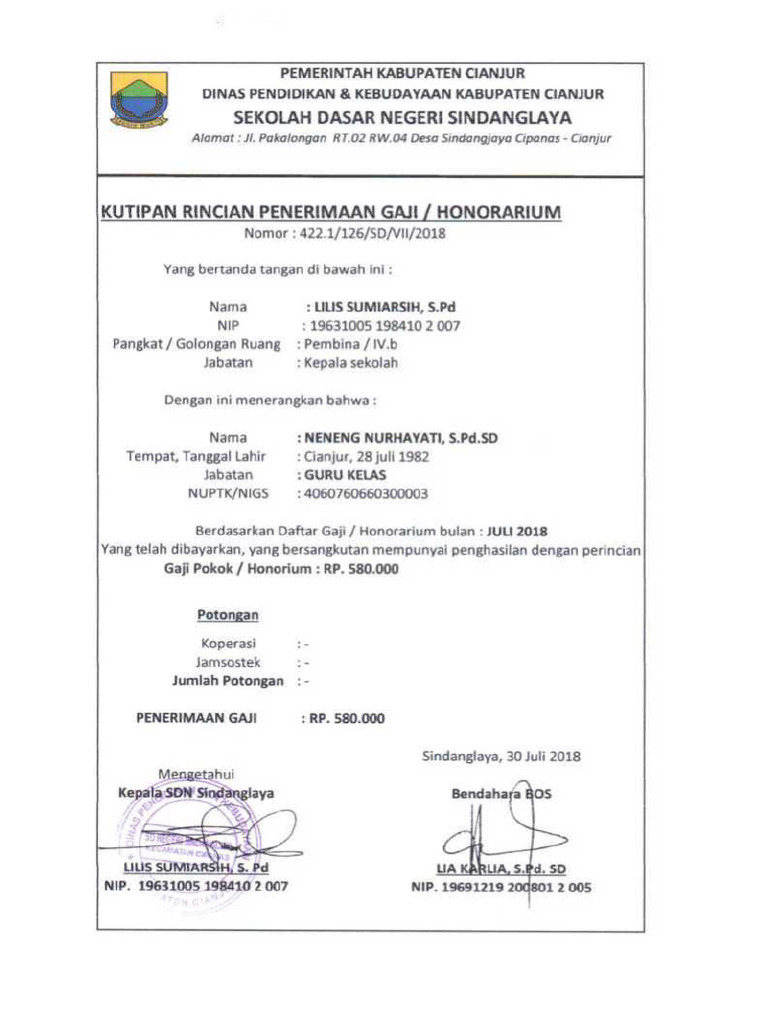 Slip Gaji 2018-2019 - 11zon | PDF