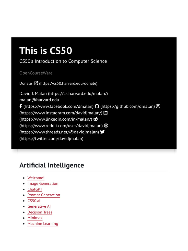 Artificial Intelligence Cs50x 2024 Download Free Pdf Artificial