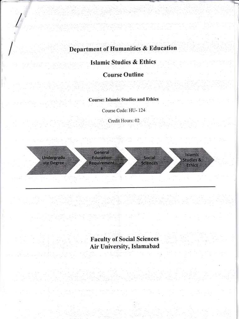 Islamic Studies and Ethics Course Outline | PDF | Quran | Islam