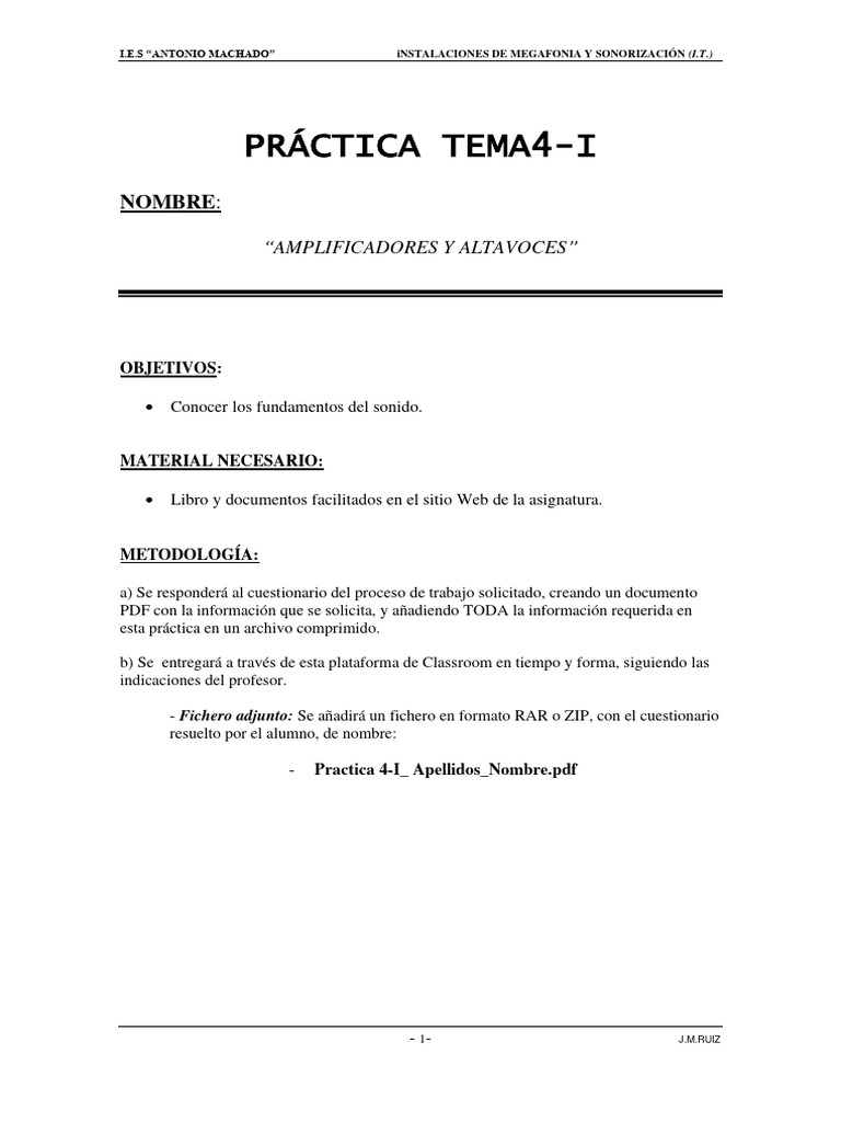 Práctica 4-I | PDF | Altoparlante | Tecnología de producción sonora
