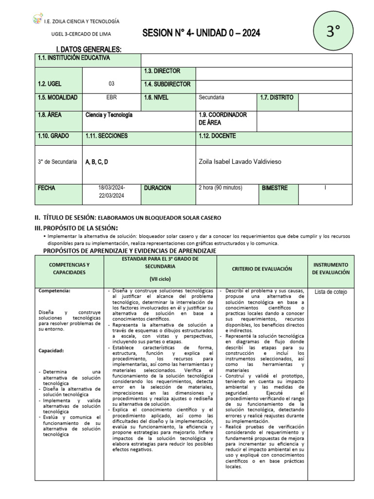 3°sec - UNIDAD 0 - SESIÓN Act. 4 - Elaboramos Un Bloqueador Solar Casero | Descargar gratis PDF ...