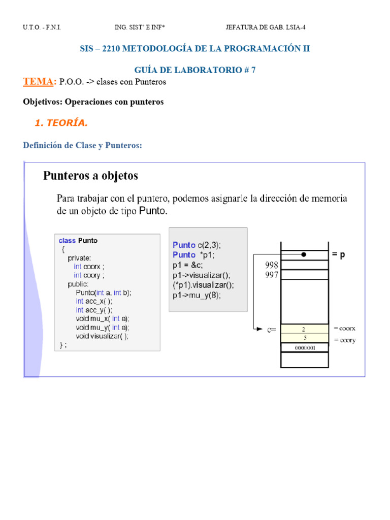 Clases y Punteros en P.O.O. | PDF