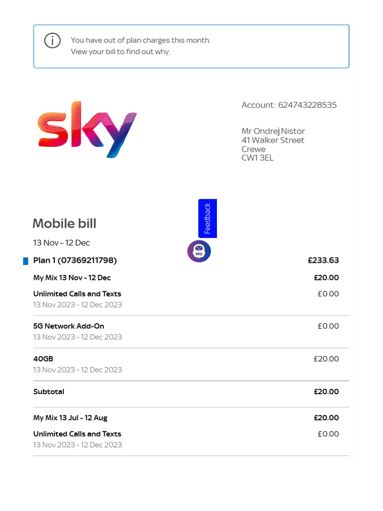 Sky Mobile Bill Overview and Charges | PDF | Apple Inc. | Apple Inc ...