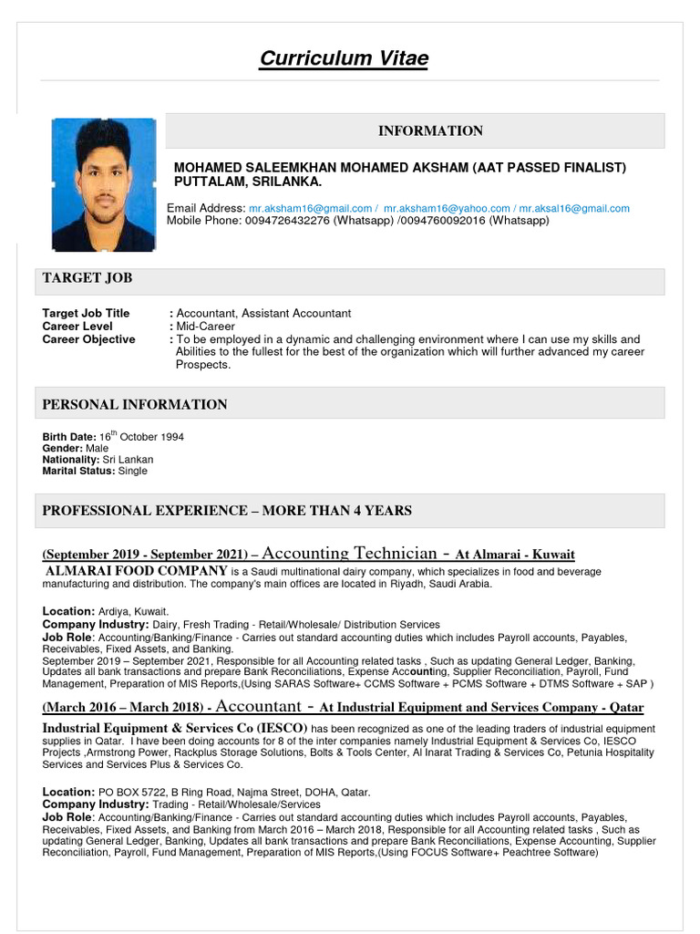 Accountant Mohamed Aksham | PDF | Banks | Business