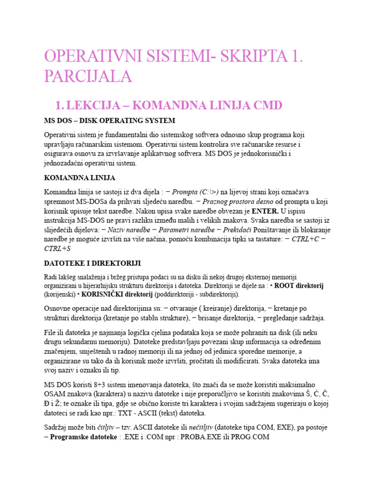 OS 1. Parc Skripta 1 | PDF