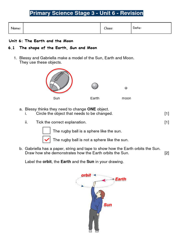 Primary-Science-Stage-3-Unit-6-Revision - Answer Key-1 | PDF | Moon ...