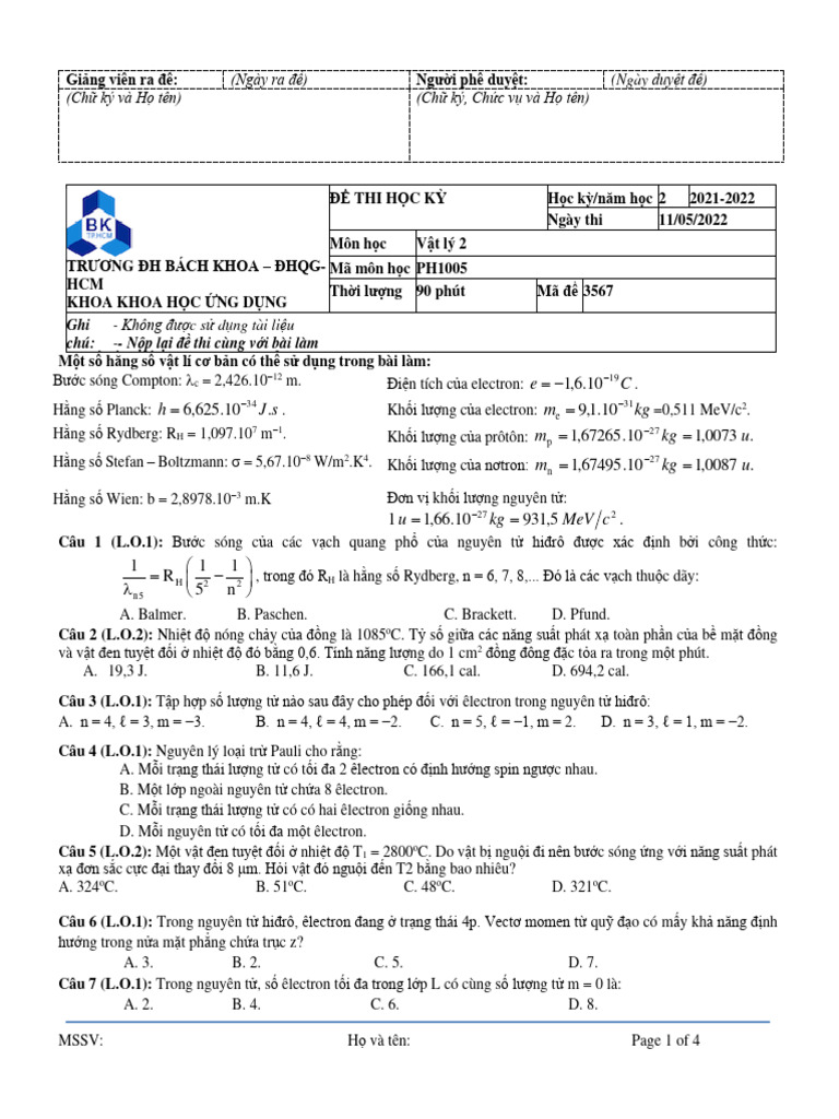 Đề thi CK212-CN01-3567-KDA | PDF