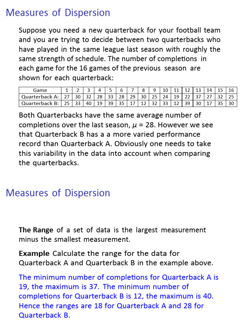 Measures of Dispersion | PDF | Variance | Standard Deviation