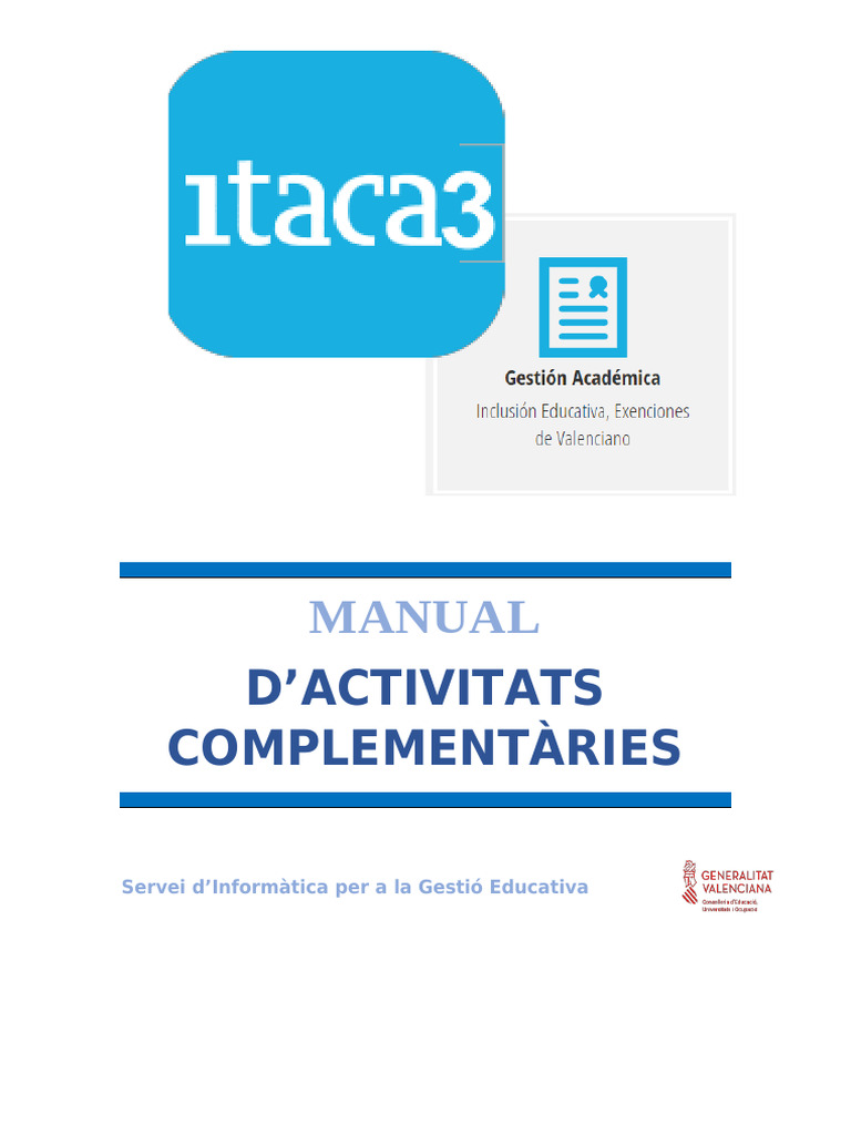 Manual Activitats Complementaries ITACA3-GAC Val | PDF