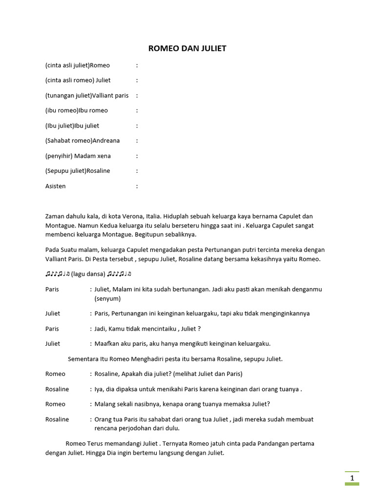 Naskah Romeo and Juliet (Sad Ending) | PDF