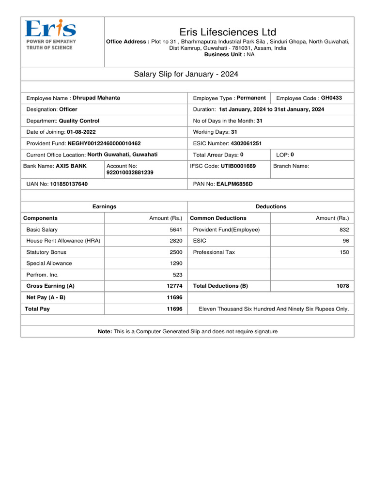 Payslip A65b4d028d77e1 2024-01 | PDF | Economies | Public Finance