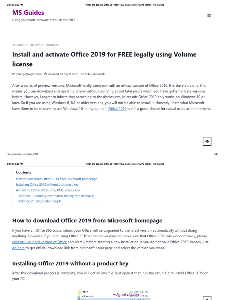 Install and Activate Office 2019 For FREE Legally Using Volume License | PDF | Microsoft Office ...