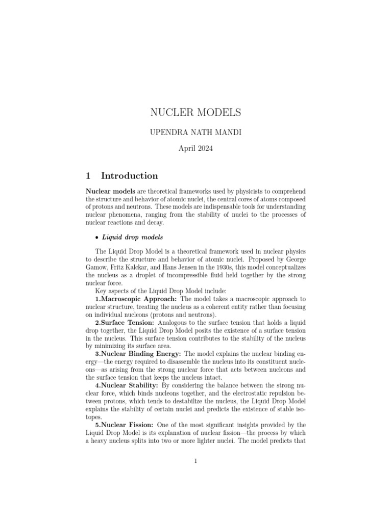 Nuclear Models | PDF | Atomic Nucleus | Nuclear Force