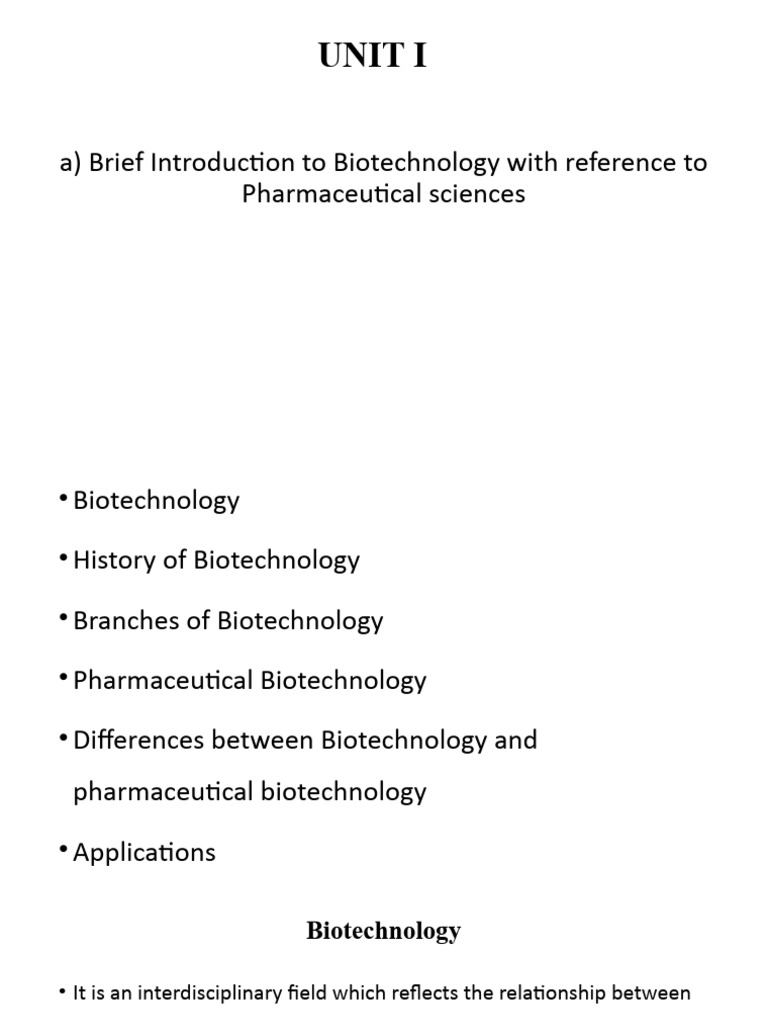 UNIT 1 (A) - BT | PDF | Biotechnology | Biology