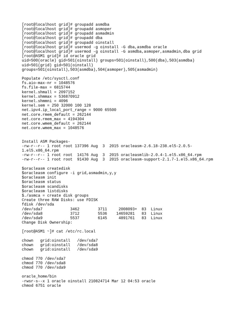 ASM install | PDF | Operating System | Computer Cluster