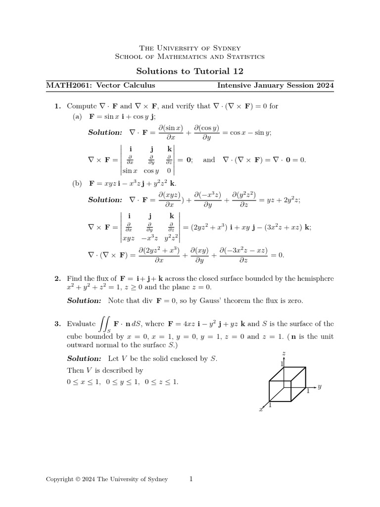 Tut12 Sol | PDF | Flux | Linear Algebra