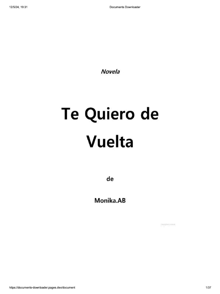 Te Quiero de Vuelta | PDF