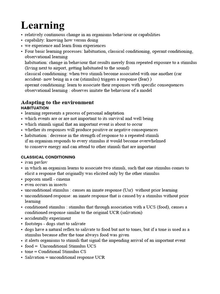 Learning | PDF | Classical Conditioning | Reinforcement