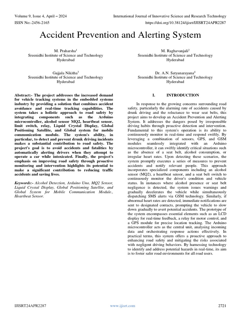 Accident Prevention and Alerting System | PDF | Relay | Arduino