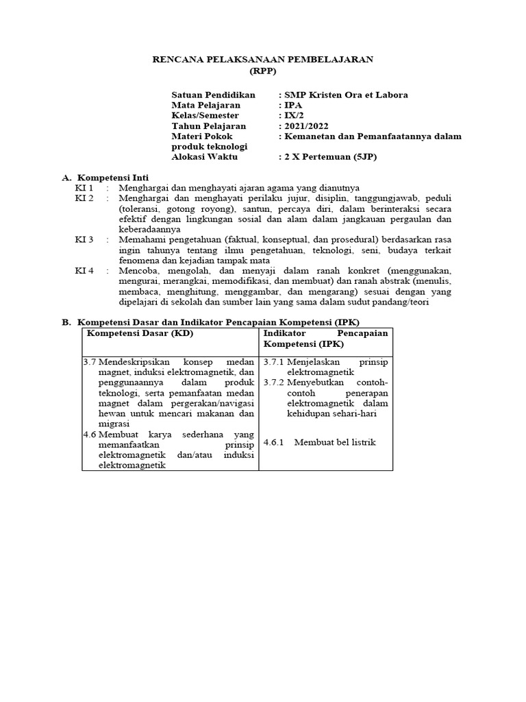 CONTOH RPP PJBL | PDF