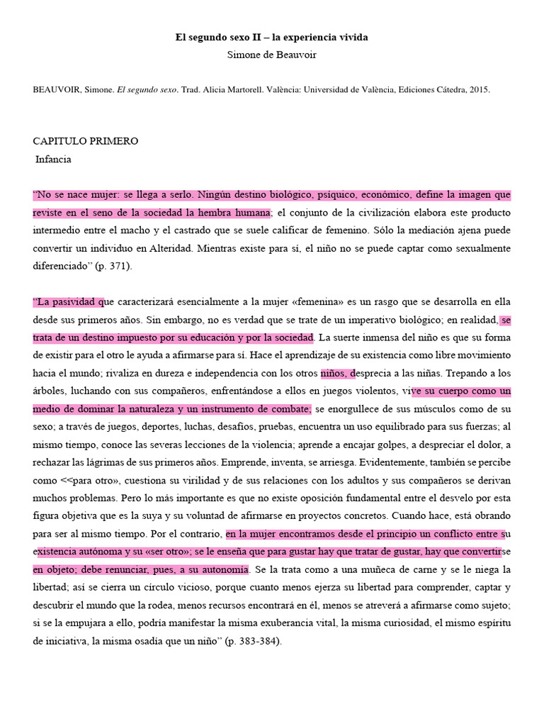 TEXTO - Clase4 - El Segundo Sexo II | PDF | Sexo