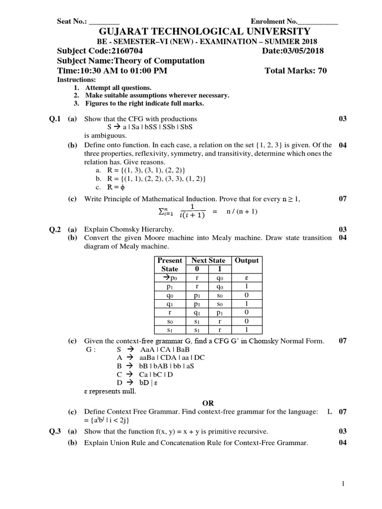 TOC SUMMER 2018 | PDF | Syntax | Theoretical Computer Science