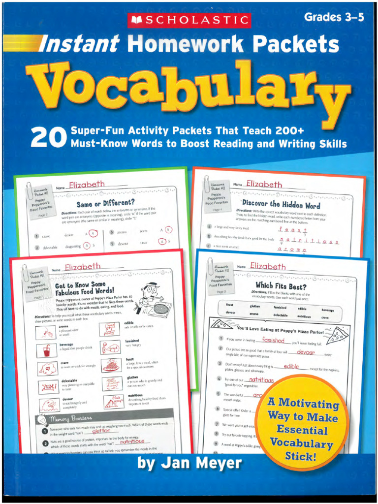 Instant Homework Packets Vocabulary | PDF