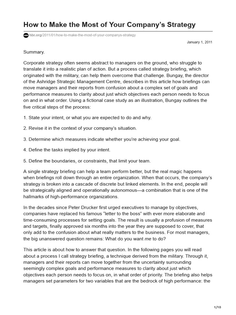 How To Make The Most of Your Companys Strategy | PDF | Strategic ...