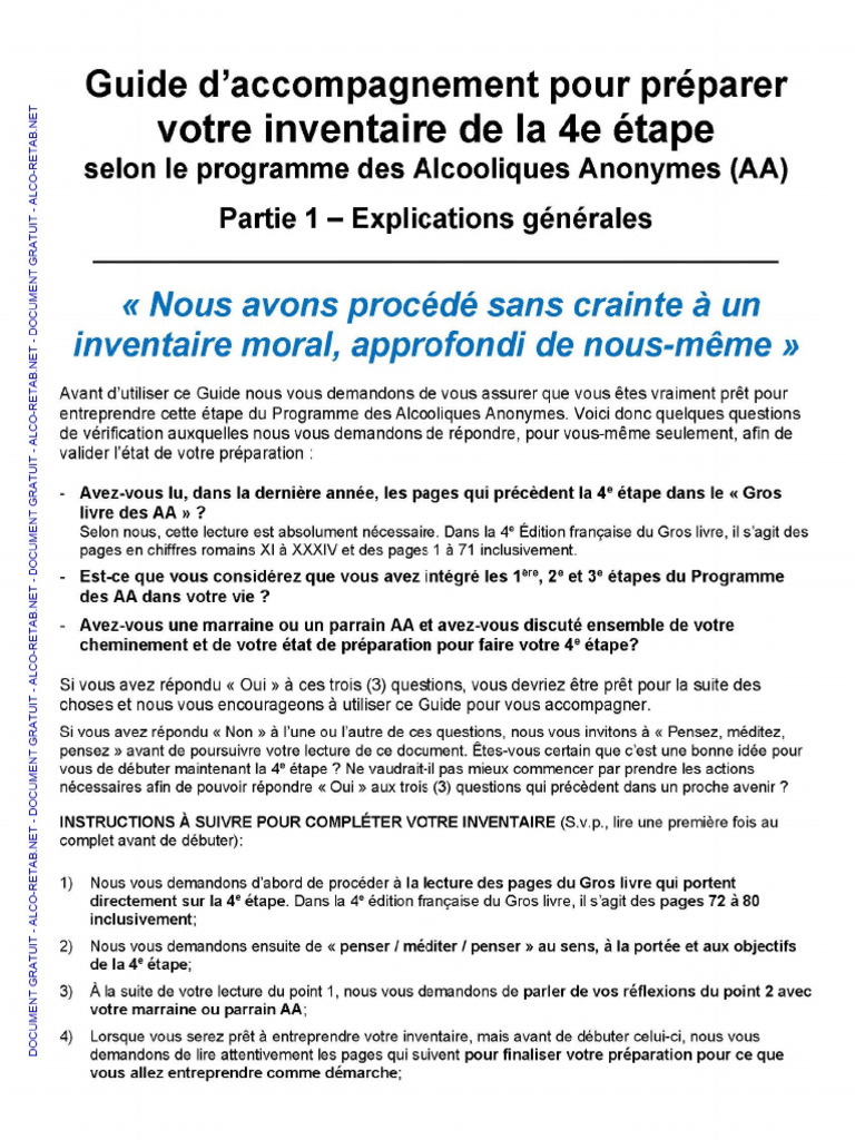 Guide Alco Retab Pour 4e Étape AA | PDF