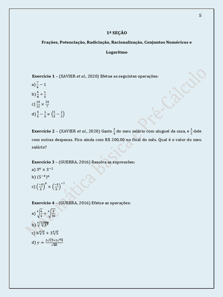 Coletanea Exercicios Matematica Basica | PDF | Objetos matemáticos | Números