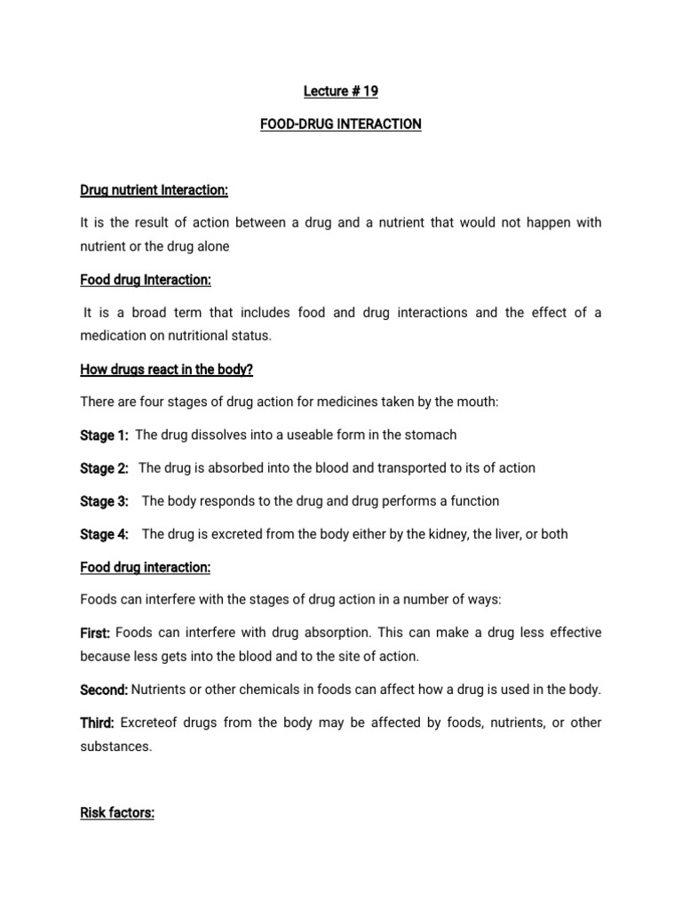 19 Food drug Interaction | PDF