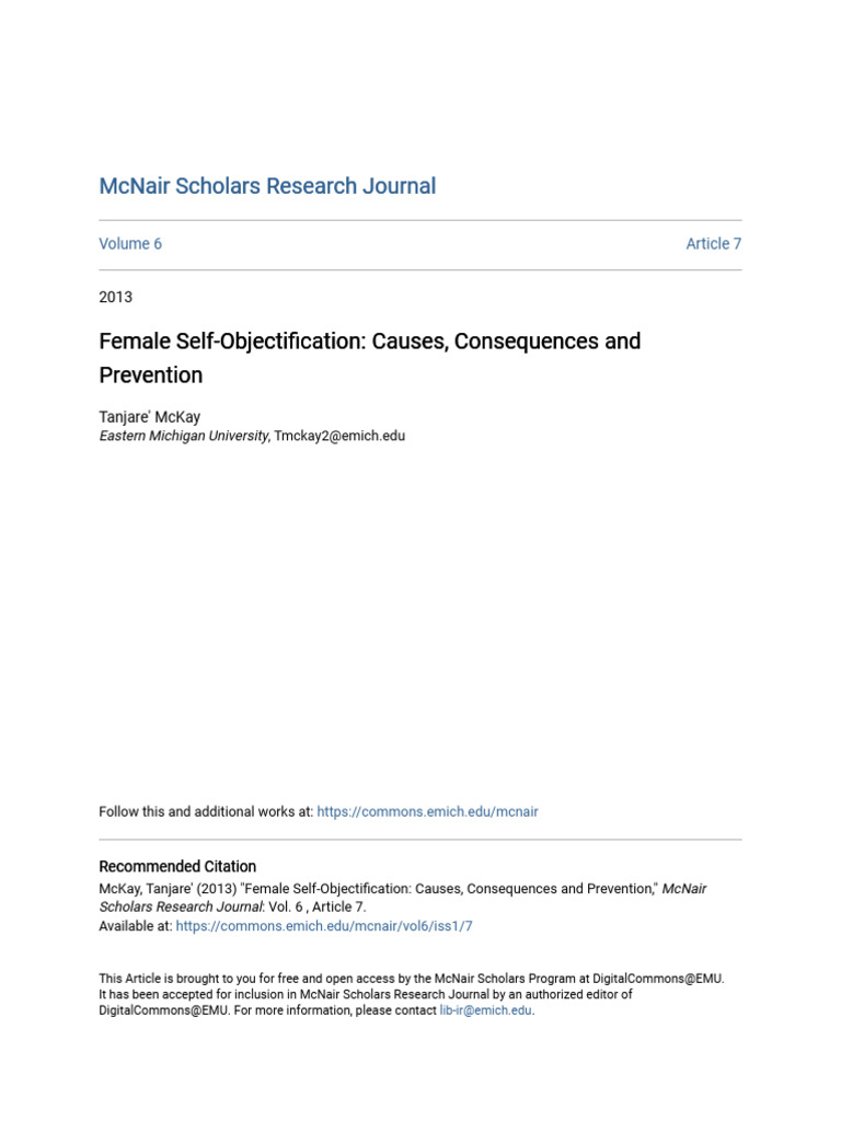 Female Self-Objectification | PDF | Gender Role | Behavioural Sciences