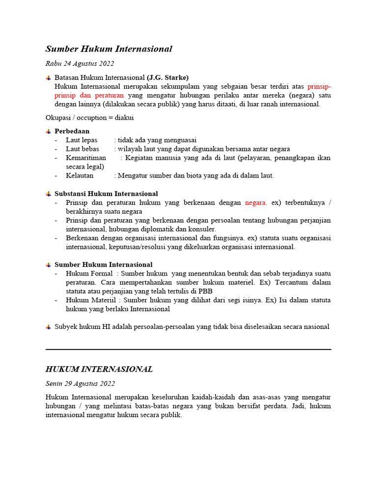 Sumber dan Prinsip Hukum Internasional | PDF