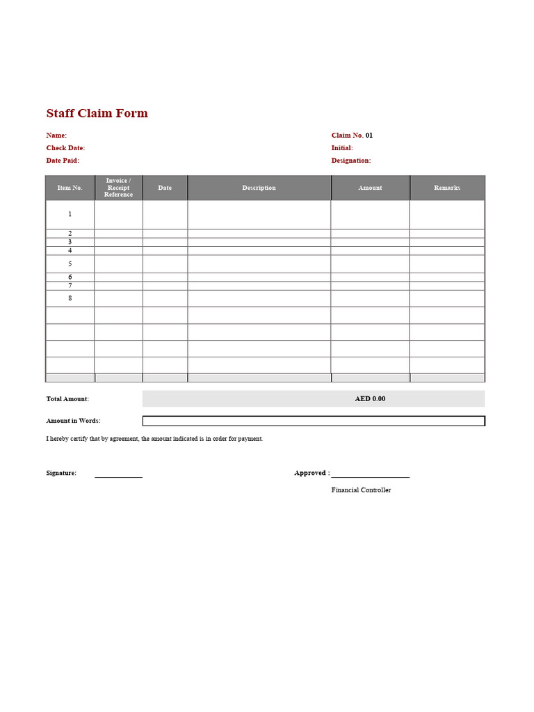 Expense Claim Form | PDF