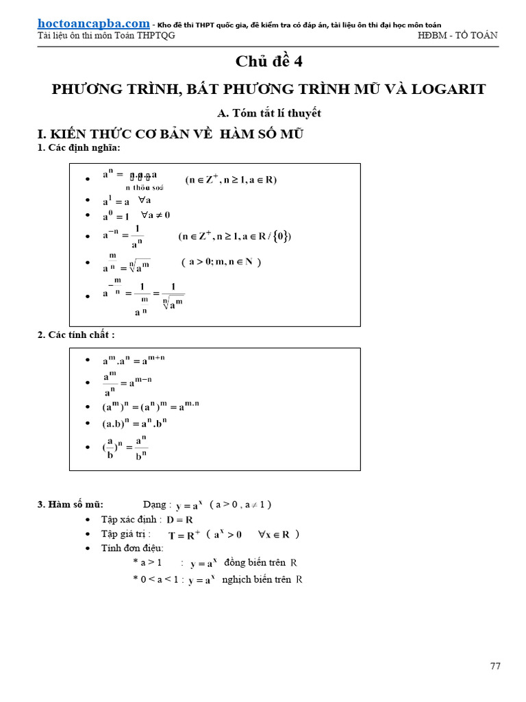 4 - CD4 - Phuong Trinh - BPT Mu Va Logarit | PDF