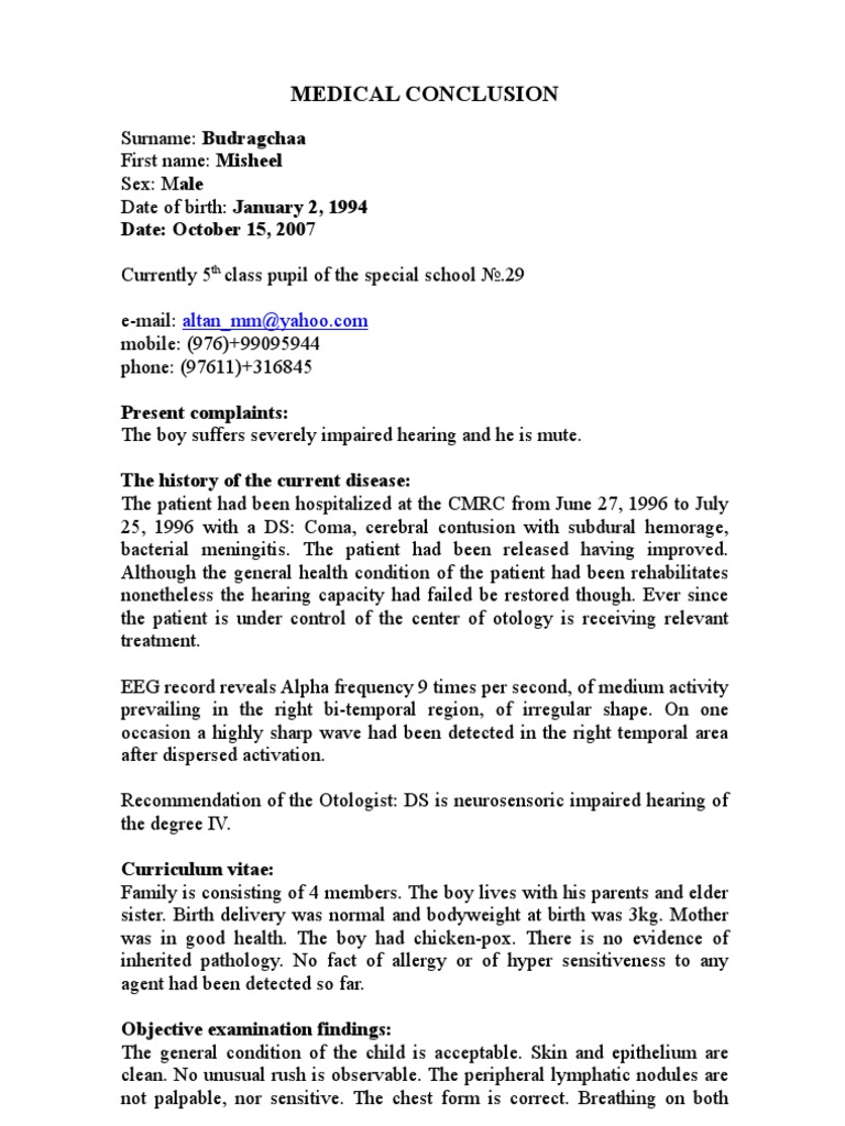 Medical Conclusion | Medical Specialties | Clinical Medicine