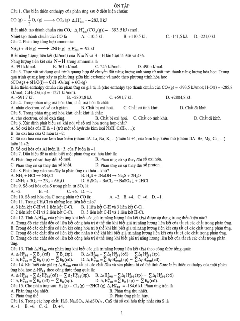 Ôn Tâp Giua Ky 2 Full Chinh | PDF