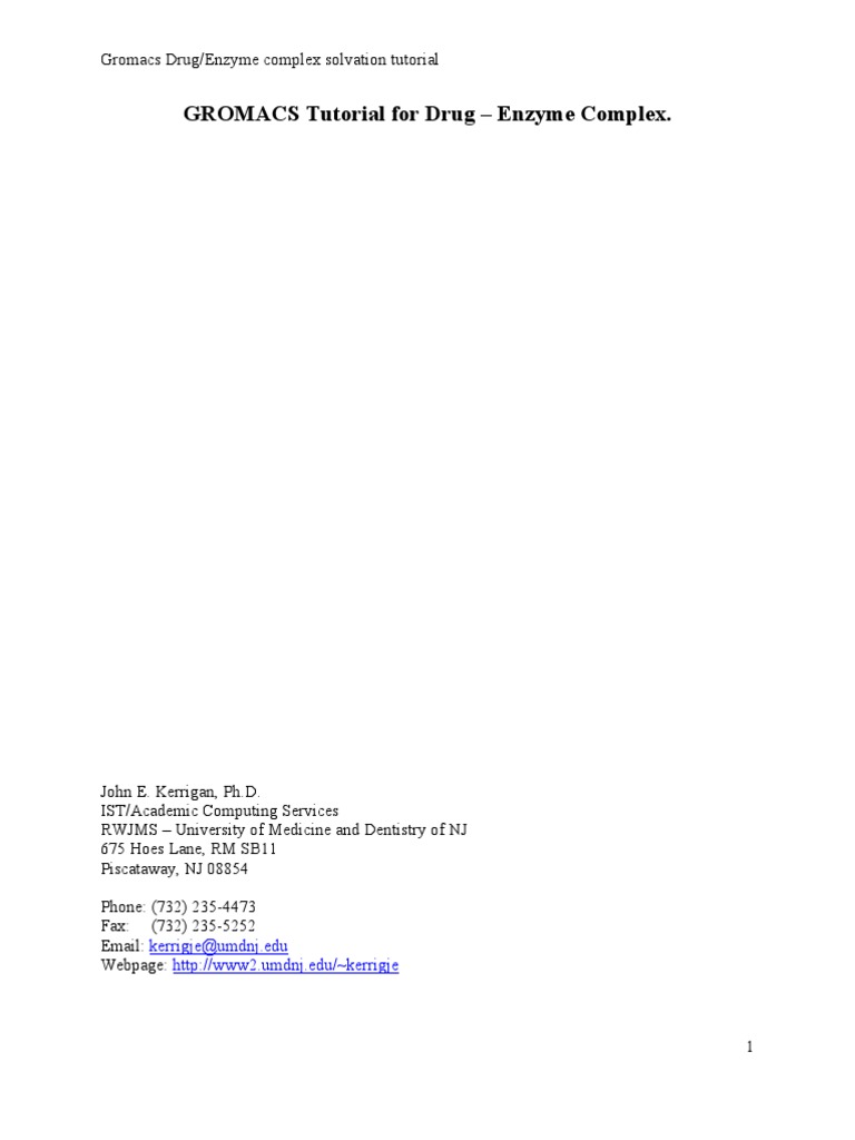 GROMACS Drug-Enzyme Complex Tutorial | PDF | Solvation | Chemistry
