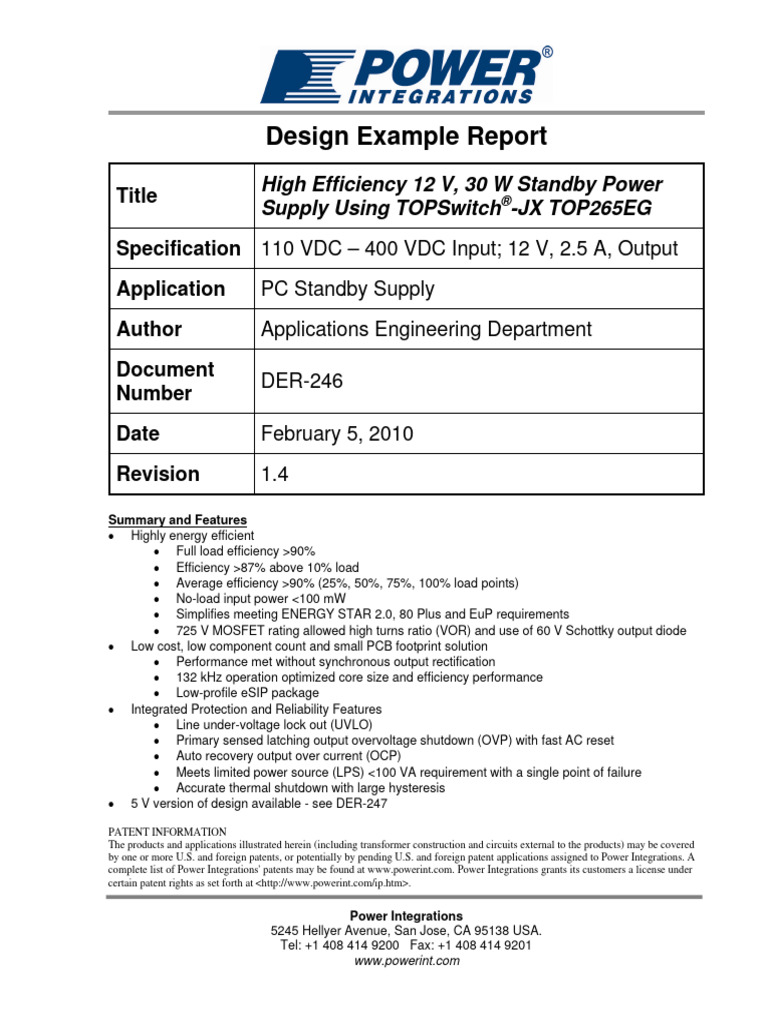 110 VDC – 400 VDC Input; 12 V, 2.5 A, Output | PDF | Rectifier | Power ...