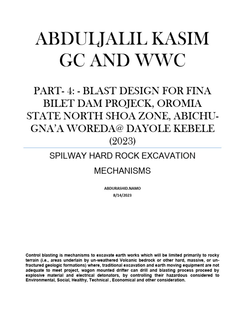 Blasting Design Document (The Case of Bilet Dam) | PDF | Waves | Rock ...
