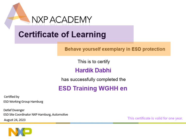 ESD Certificate | PDF