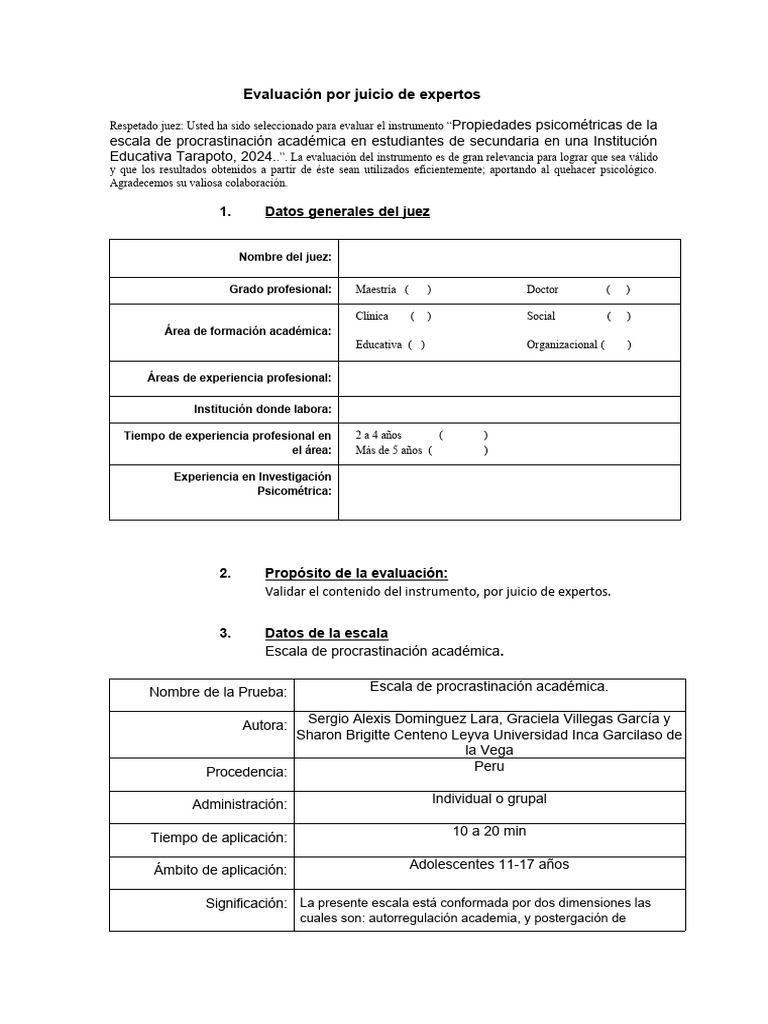 Evaluación Por Juicio de Expertos | PDF | Psicología industrial y ... Evaluación Por Juicio de Expertos | PDF | Psicología industrial y ...
