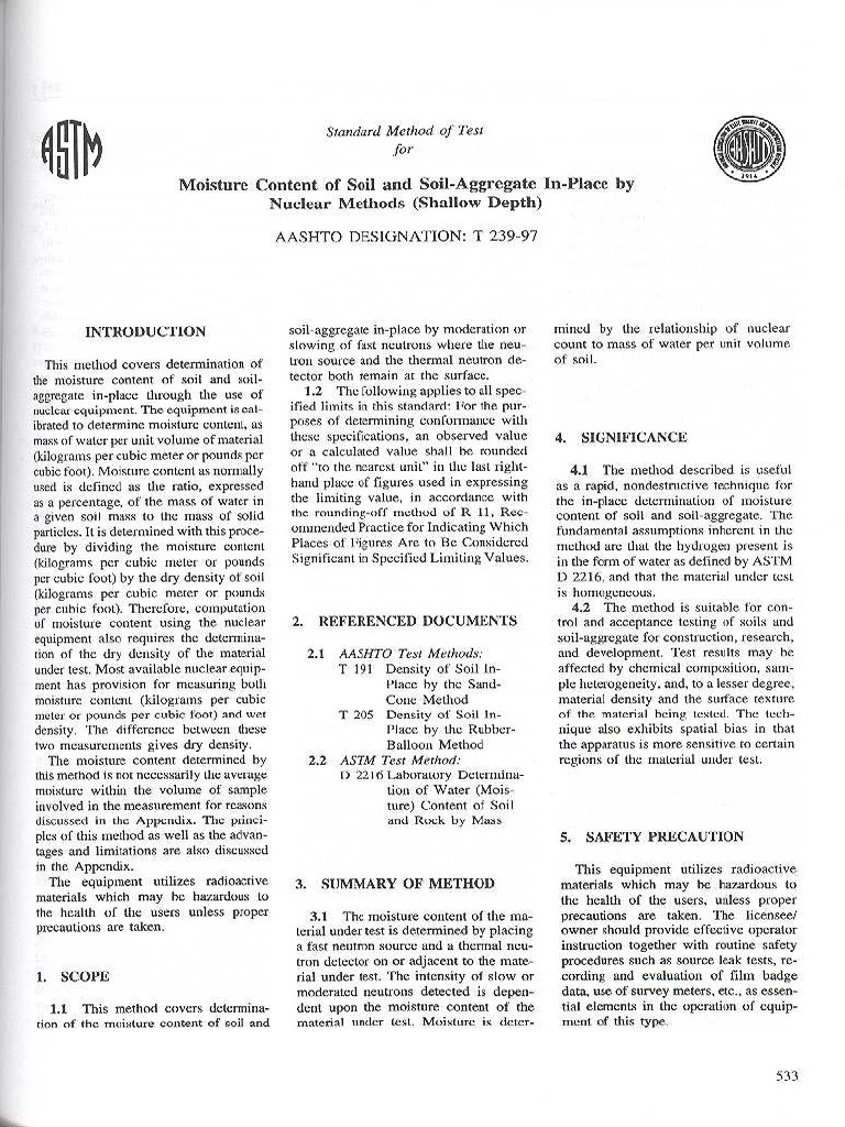 48 - Moisture Content of of Soil - Soil-Aggregate In-Place by | PDF