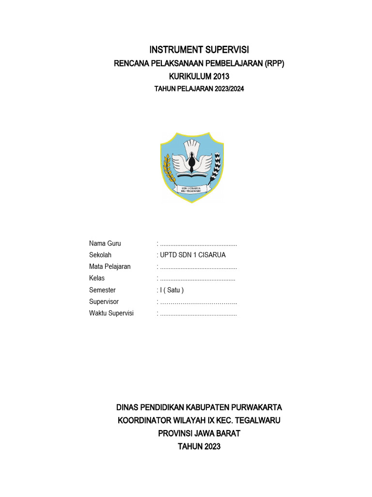 Supervisi RPP Kurikulum 2013 | PDF