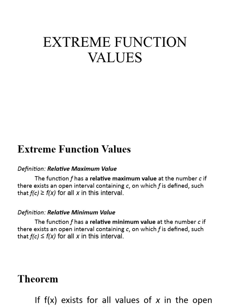 Extreme Function Values | PDF | Mathematical Concepts | Mathematical Logic