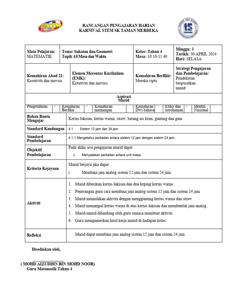 RPH Mate Tahun 4 Stem | PDF | Karier & Perkembangan