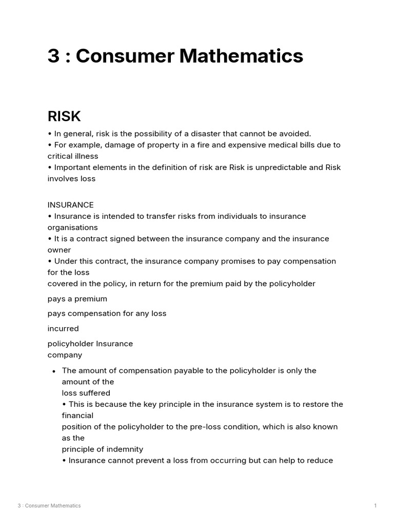 3 Consumer Mathematics | PDF | Insurance | Life Insurance
