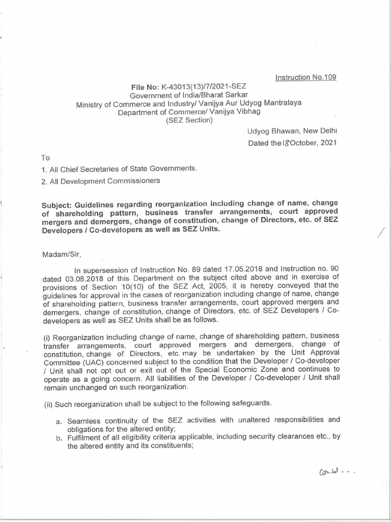 Instruction no 109 | PDF