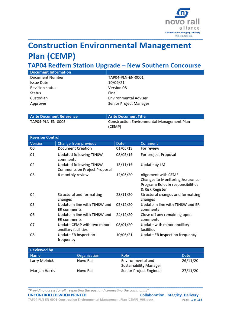 RSU - Construction Environmental Management Plan (CEMP) - V08 | PDF ...