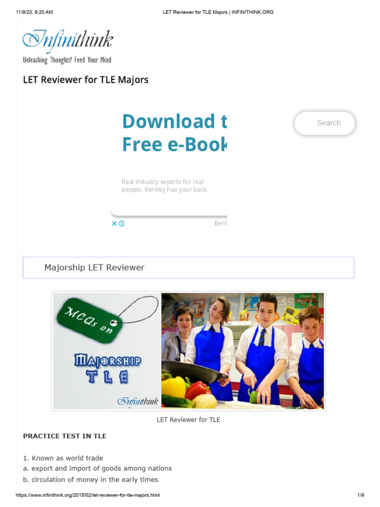 LET Reviewer For TLE Majors | Download Free PDF | Prices | Retail